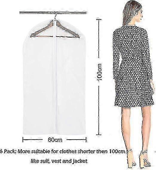 6 Pack Moth Proof Clothes Covers With Zipper For Wardrobe Storage - 60 ...