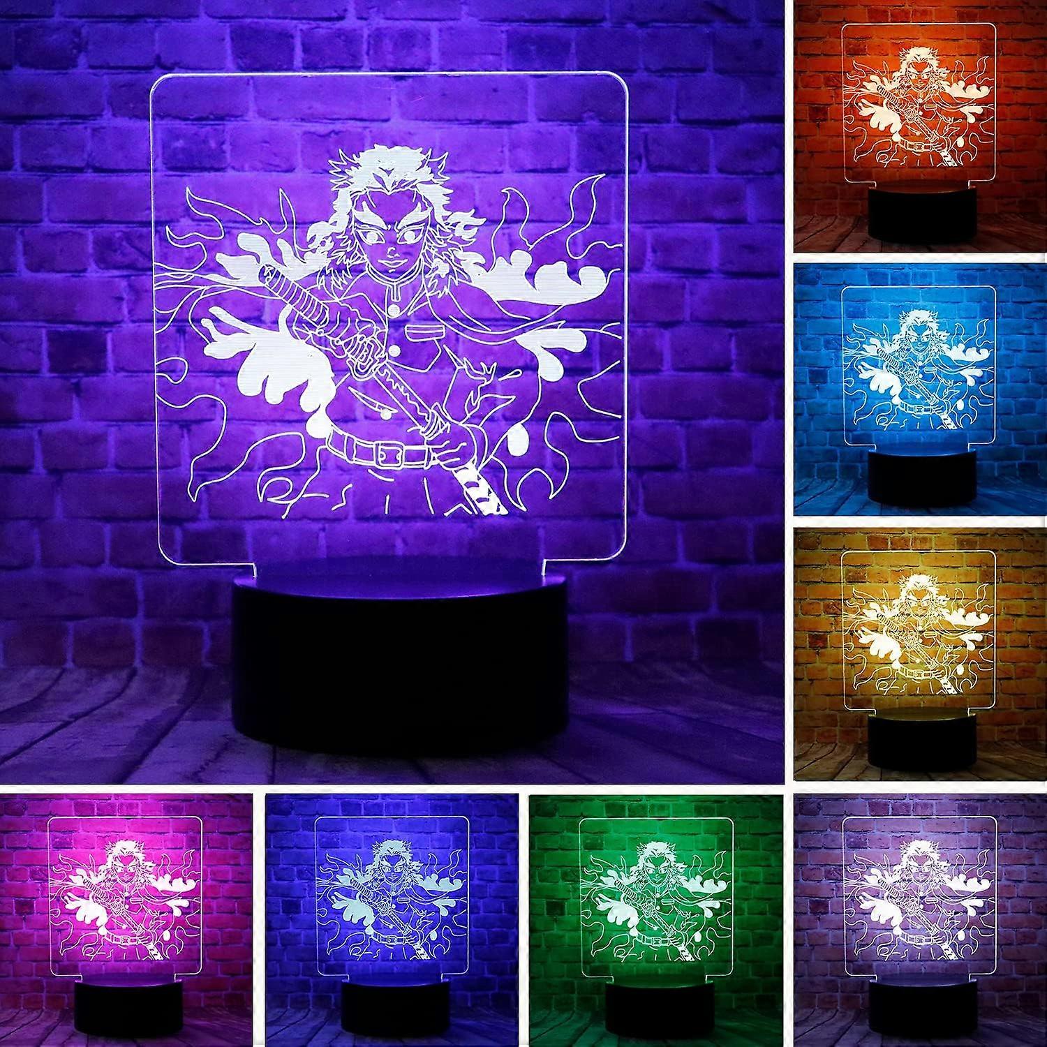 Cartoon Demon Slayer Kyoujurou Rengoku Anime Figure 3D Optical Illusion ...