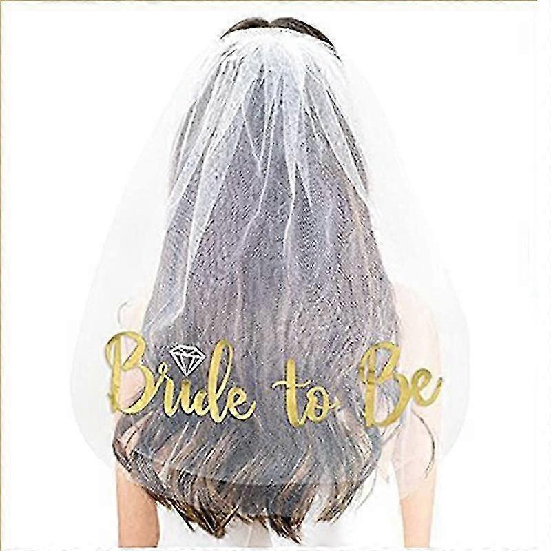Two-Tier Bride Veil for Weddings and Bachelorette Parties, Lace Edge ...