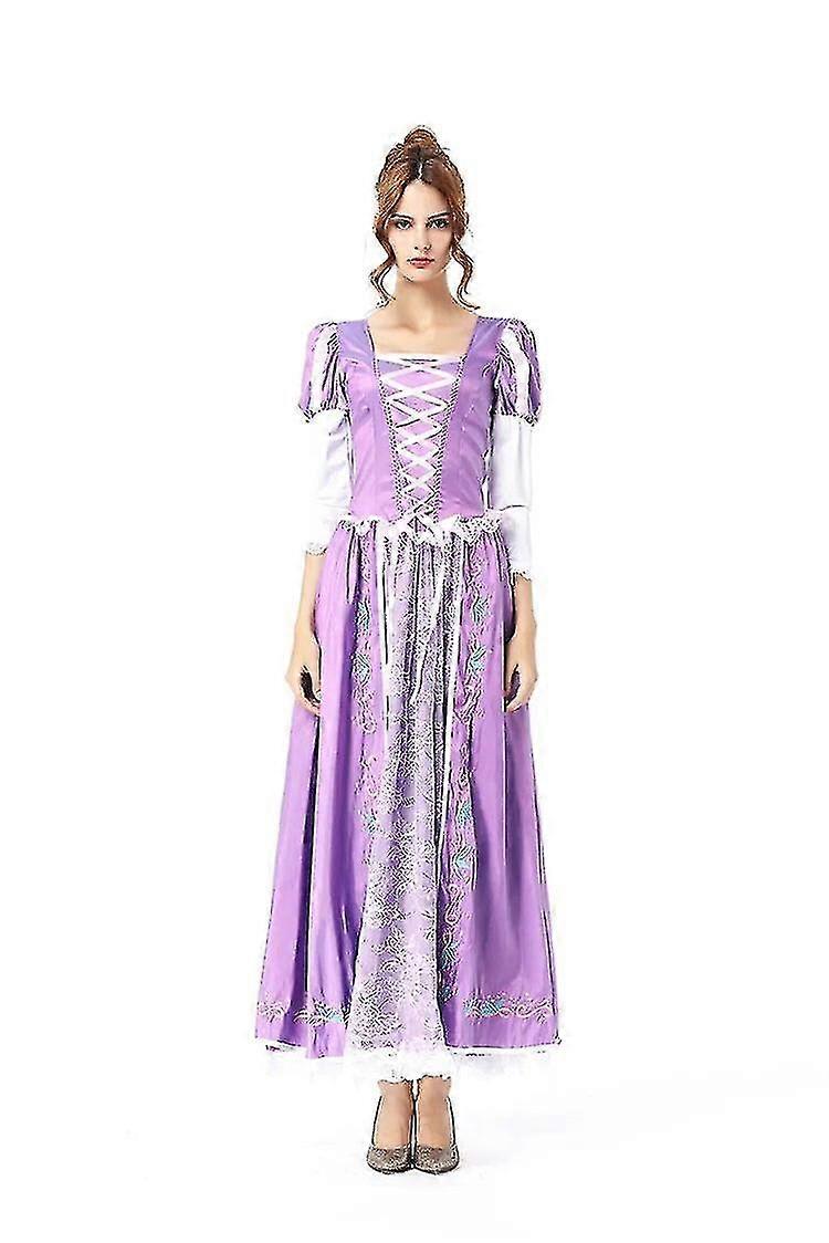 Adult Women Halloween Princess Costume Medieval Renaissance Long Purple ...