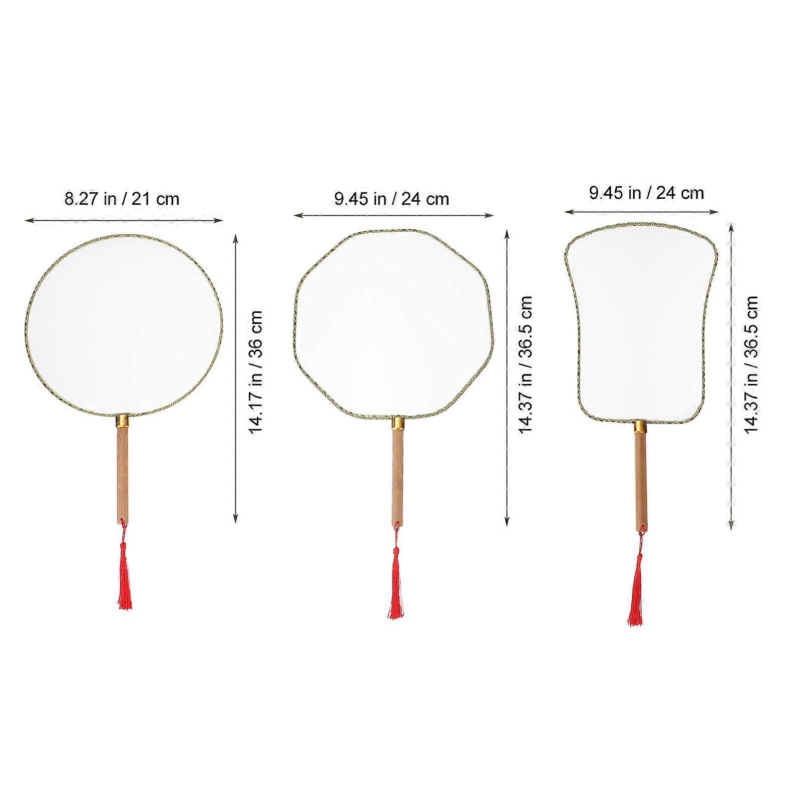 3 Pcs DIY Crafts White Hand Fan Chinese Paddle Fan Graffiti Hand Fan ...