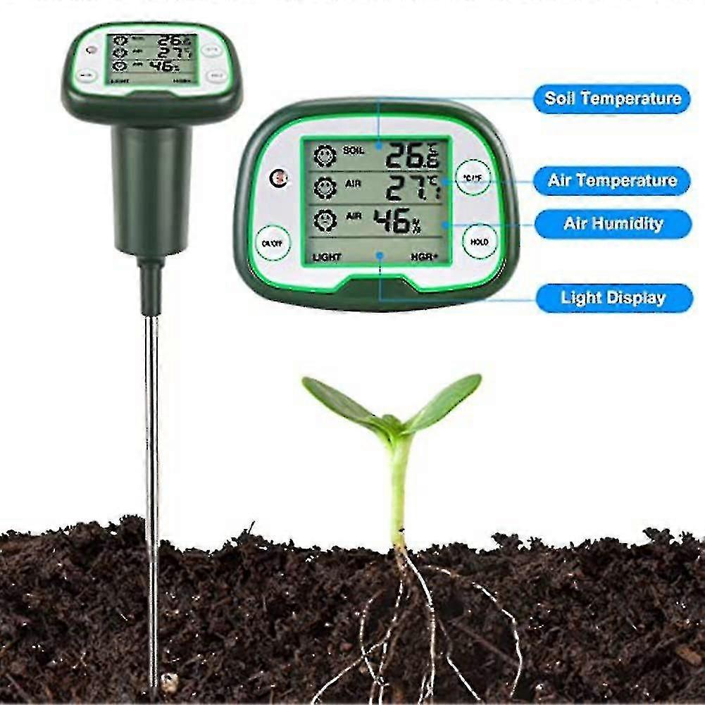Digital Soil Thermometer 4-in-1 Soil Tester Soil Thermometer/light/air ...