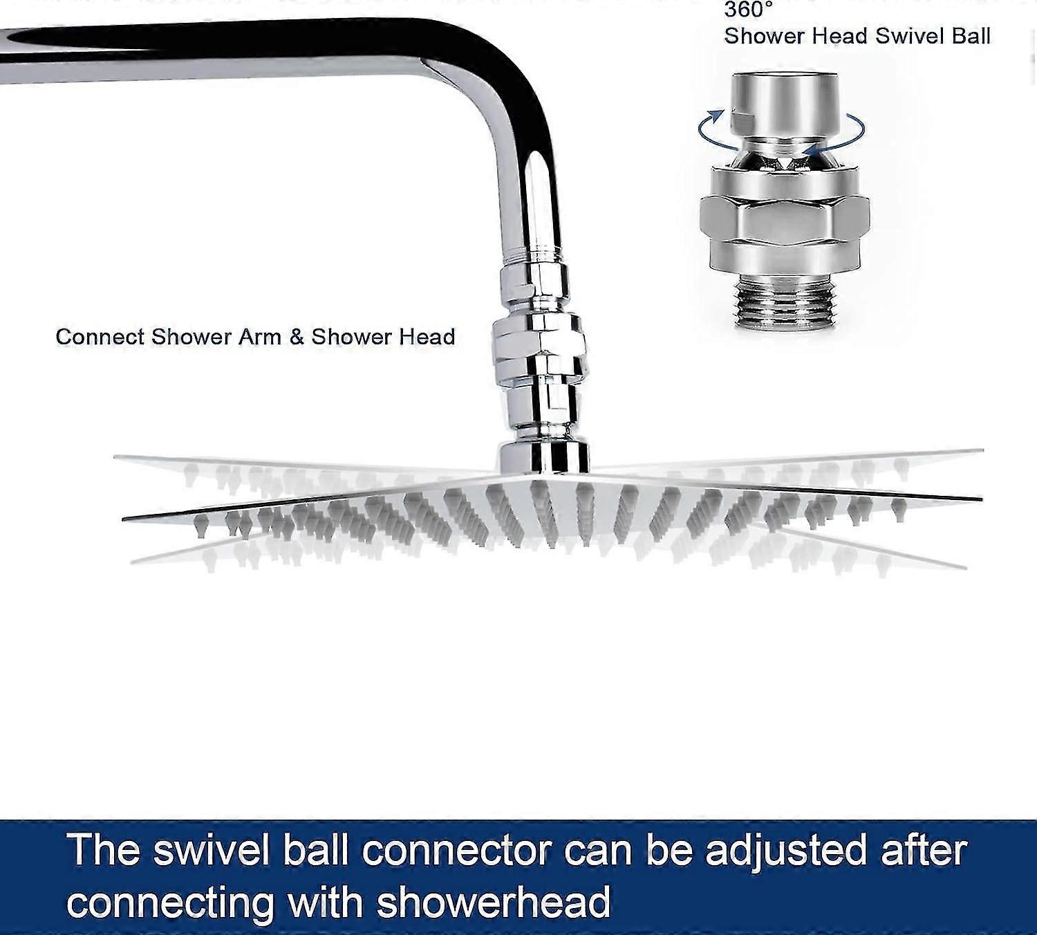 Shower Head Swivel Ball Adapter - Solid Brass Shower Connector Ball ...