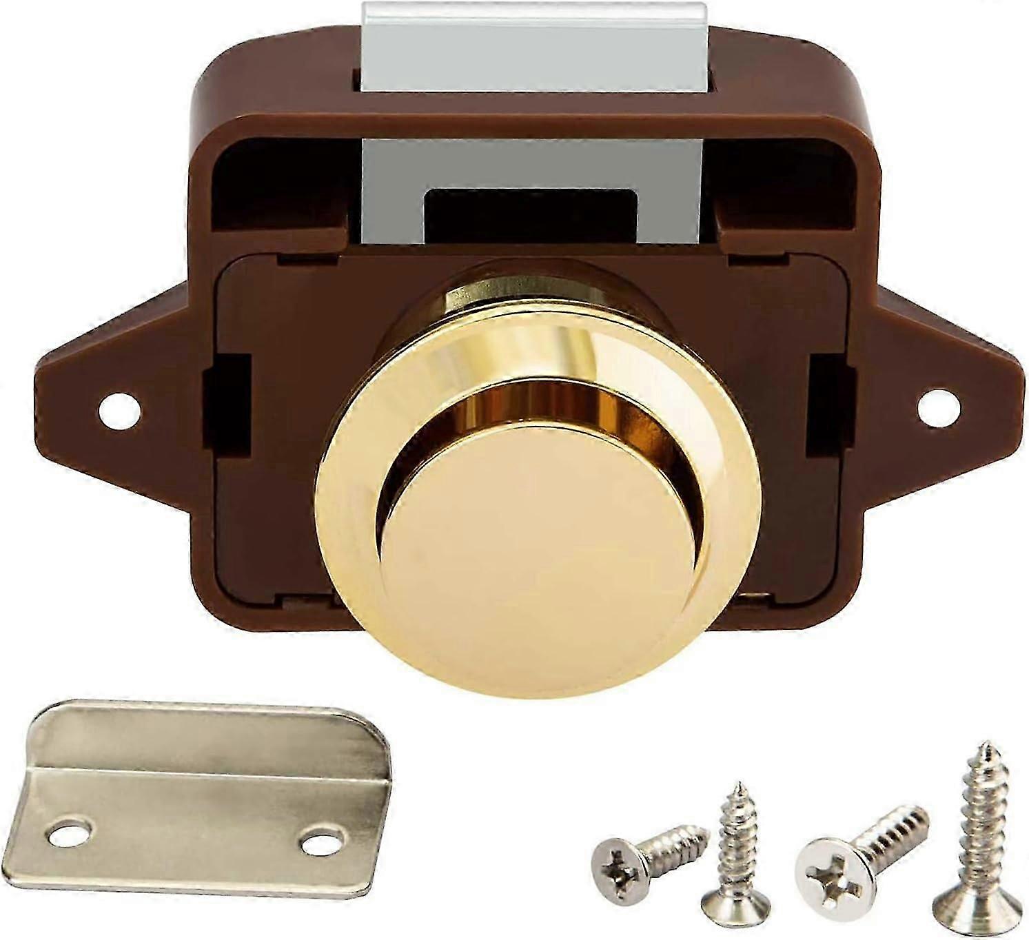 Push Button Cabinet Door Catch Lock Caravan Motorhome Camper Latch Cupboard Gold Knob | Fruugo UK