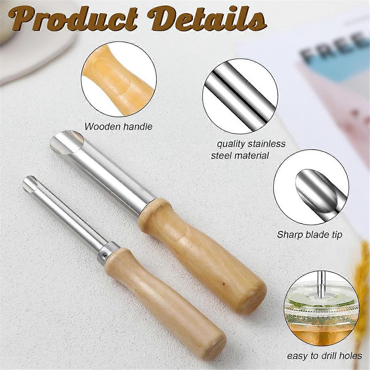 4 Sizes Straw Punch with Wooden Handle, Round Hole Making Tool | Fruugo UK