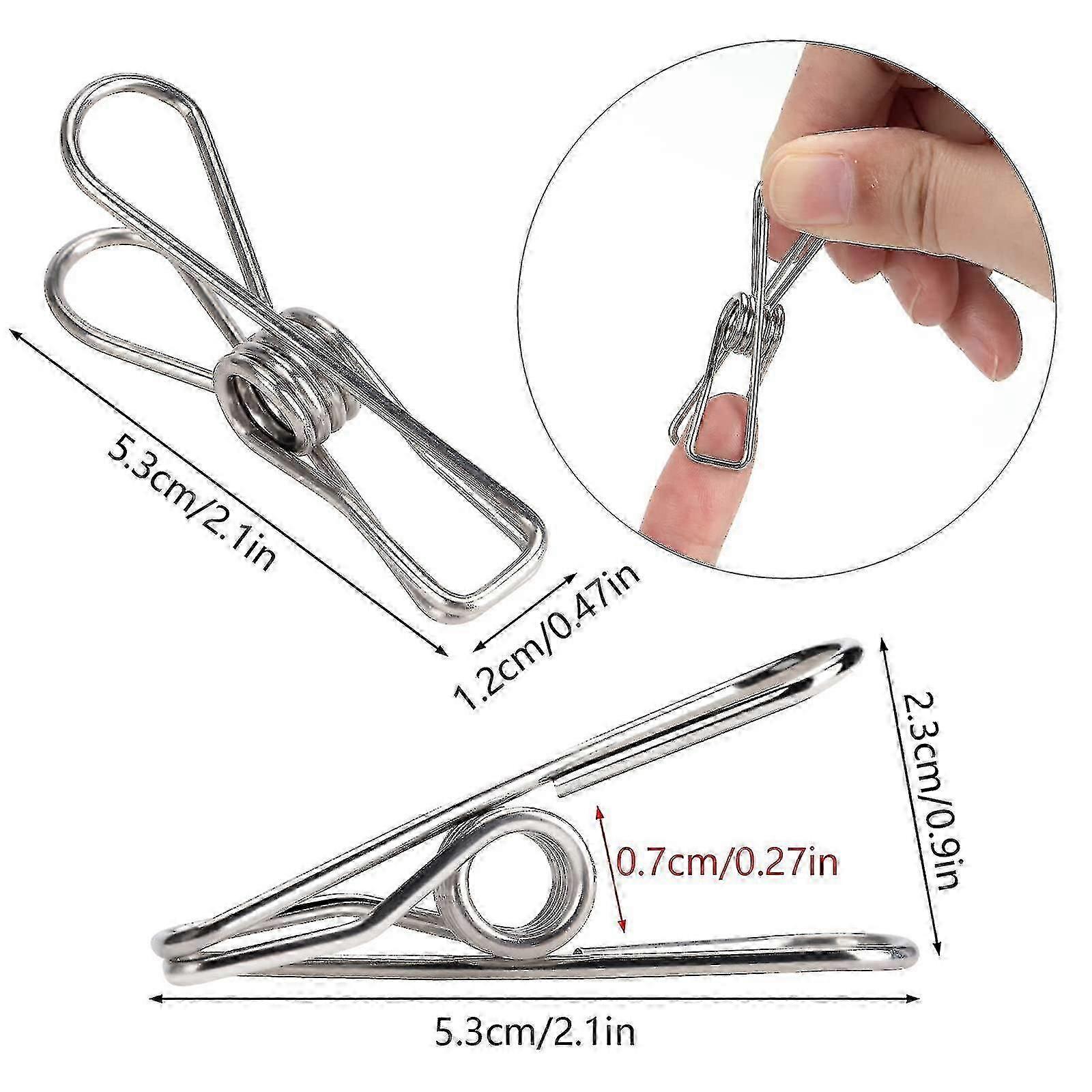 60 Pcs Clothes Pegs Stainless Steel Laundry Pins Clips Cloth Washing ...