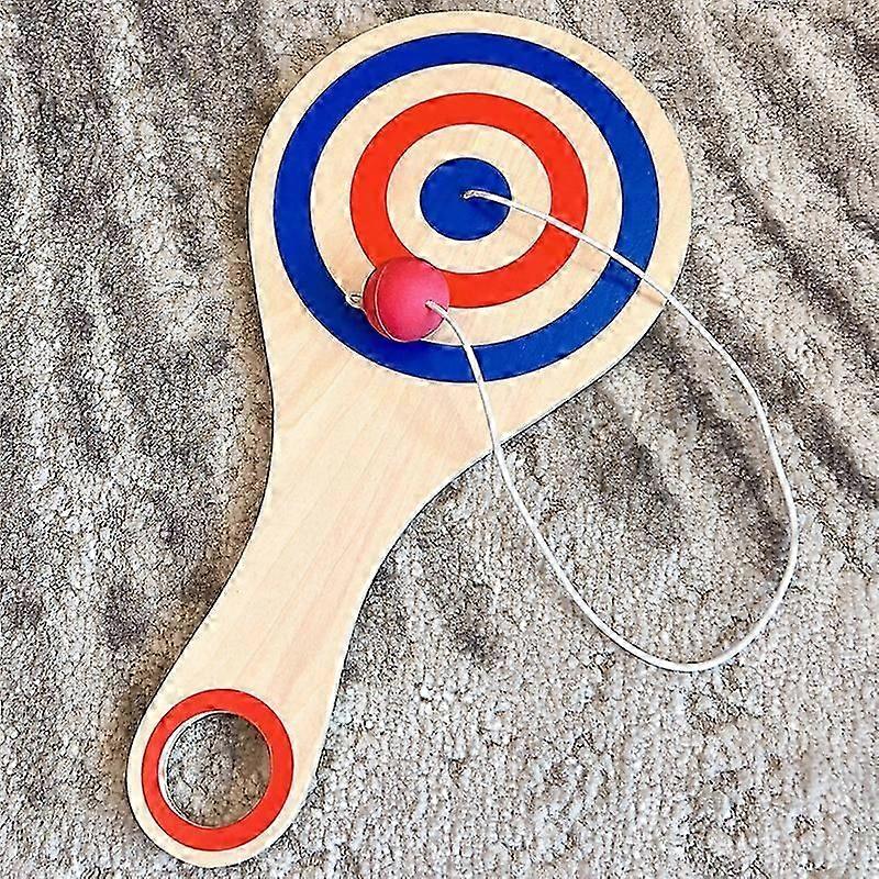 Wooden Flip Paddle Game Toy with Red Ball on String Paddle Toy for Kids ...