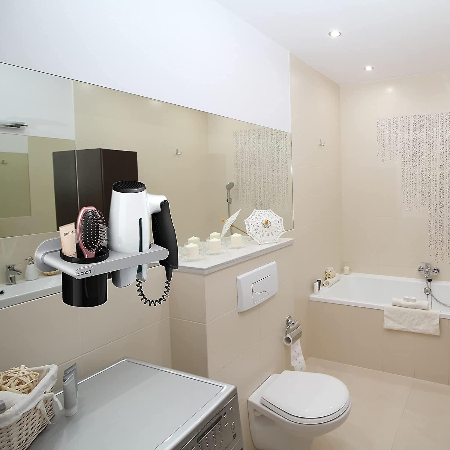 Hair Dryer Rack Hair Dryer Rack, Wall-mounted Bathroom Multi-function ...