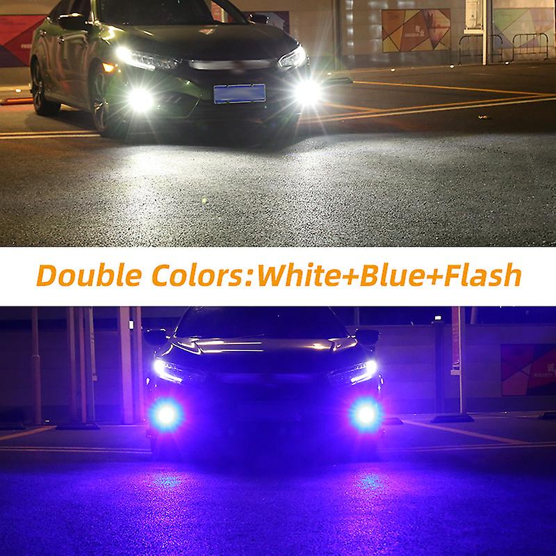 White Blue Flash-2pcs H1 H3 Led Bulb Super Bright Doulbe Colors 24 ...