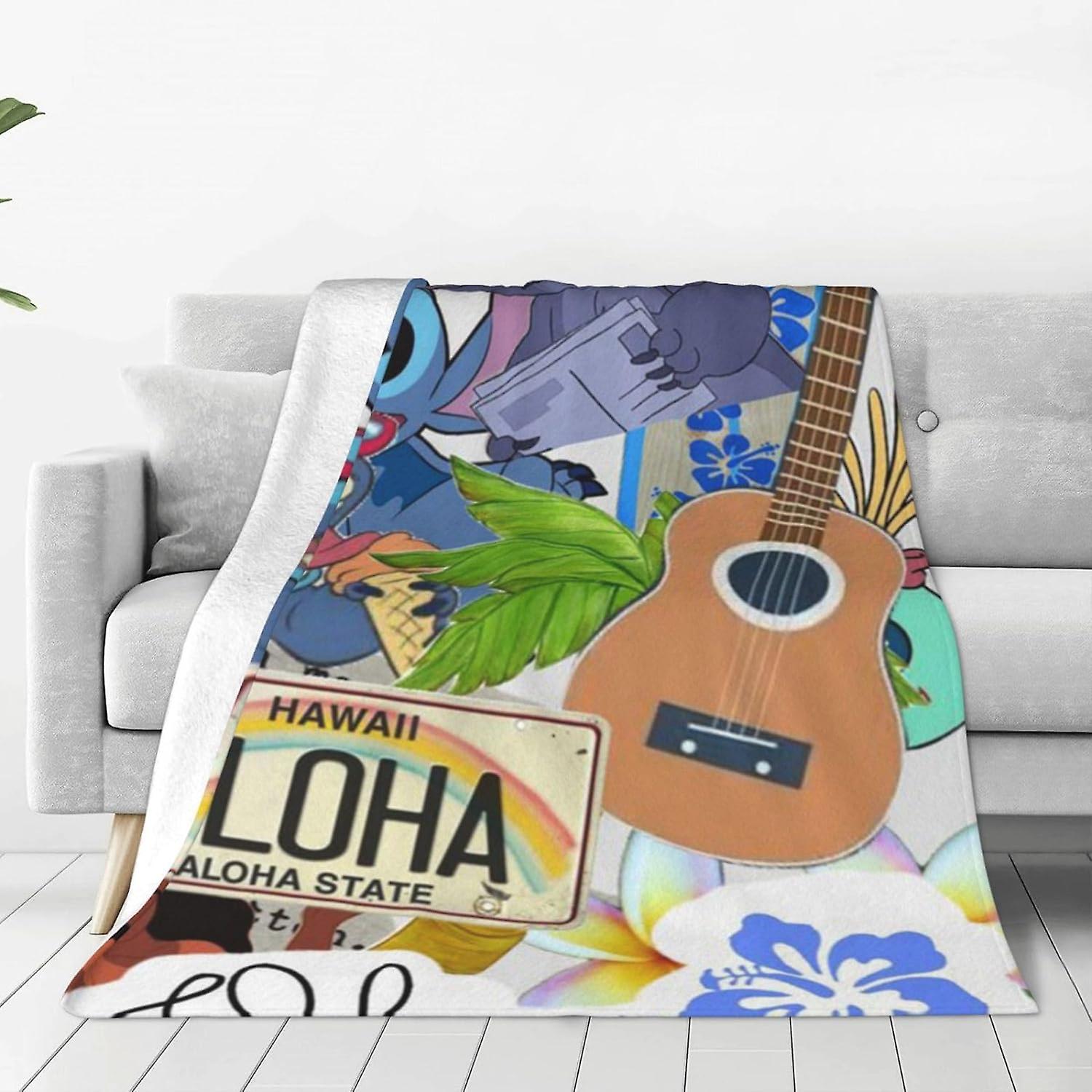 Super Soft Stitch Tegneserie Anime Tæppe Mikrofiber Kastetæppe Letvægts ...