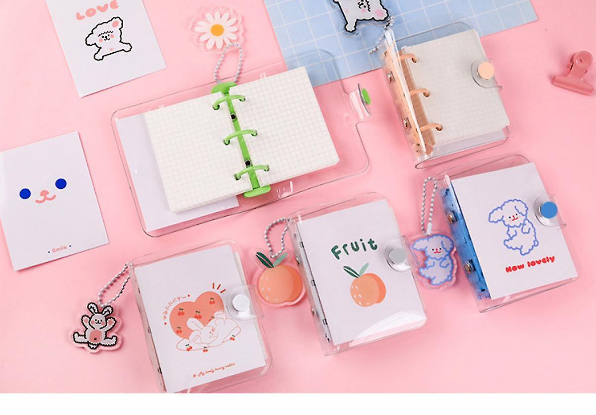 Veeki Mini Clear 3 Ring Binder Sleeve Notebook Student Clear PVC Pocket ...