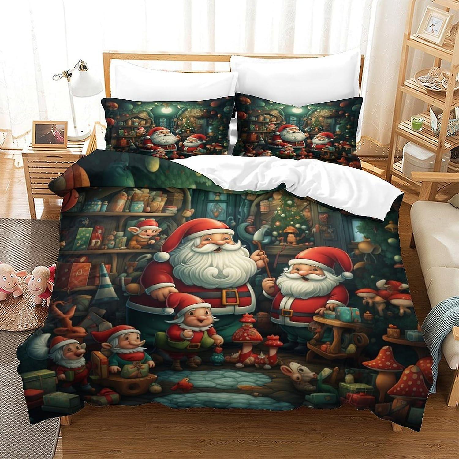 VCLUST Santa Claus Bedding Set Duvet Cover Soft Microfiber Hidden ...