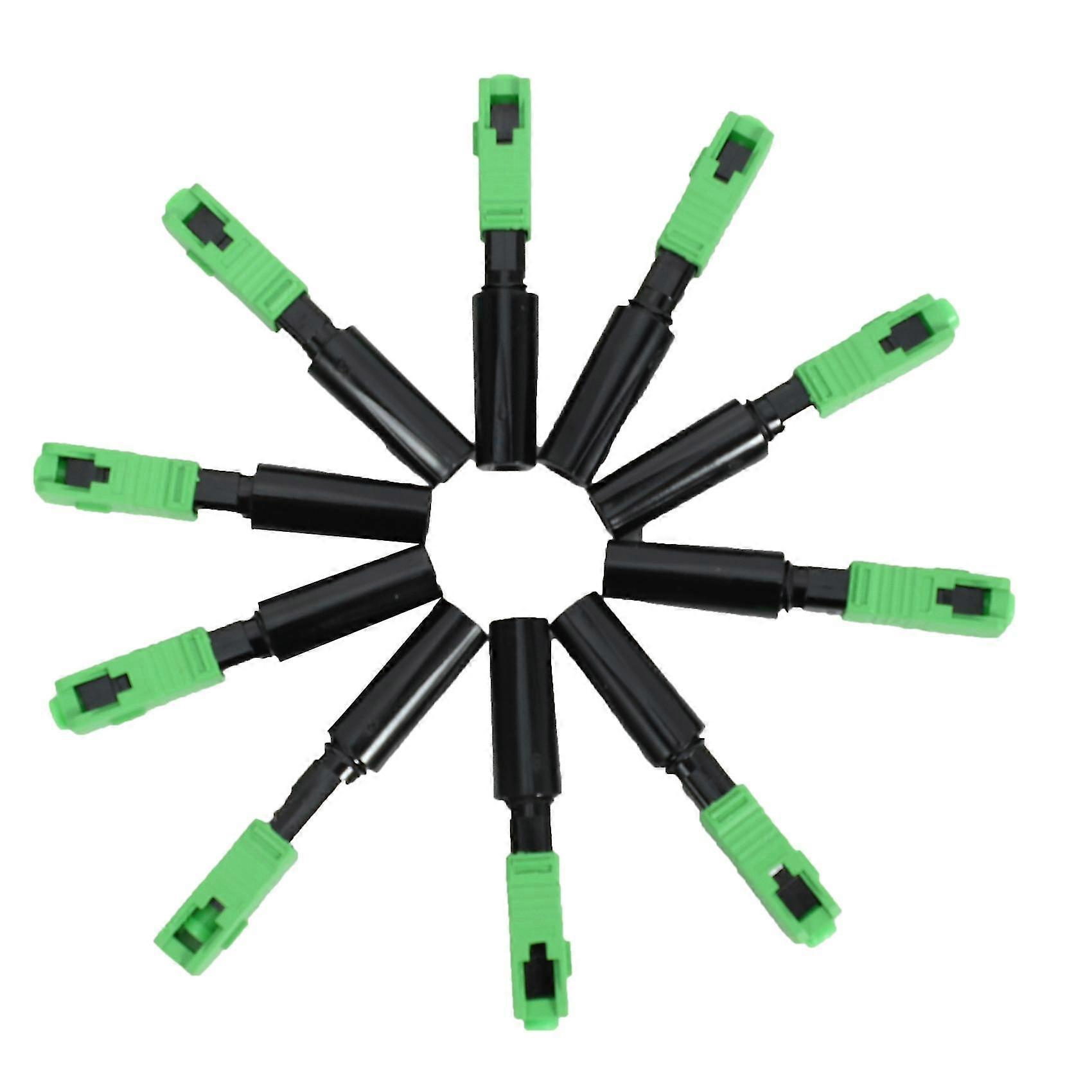 10pcs Ftth Embedded Quick Connector / Green Plastic Fiber Optic ...