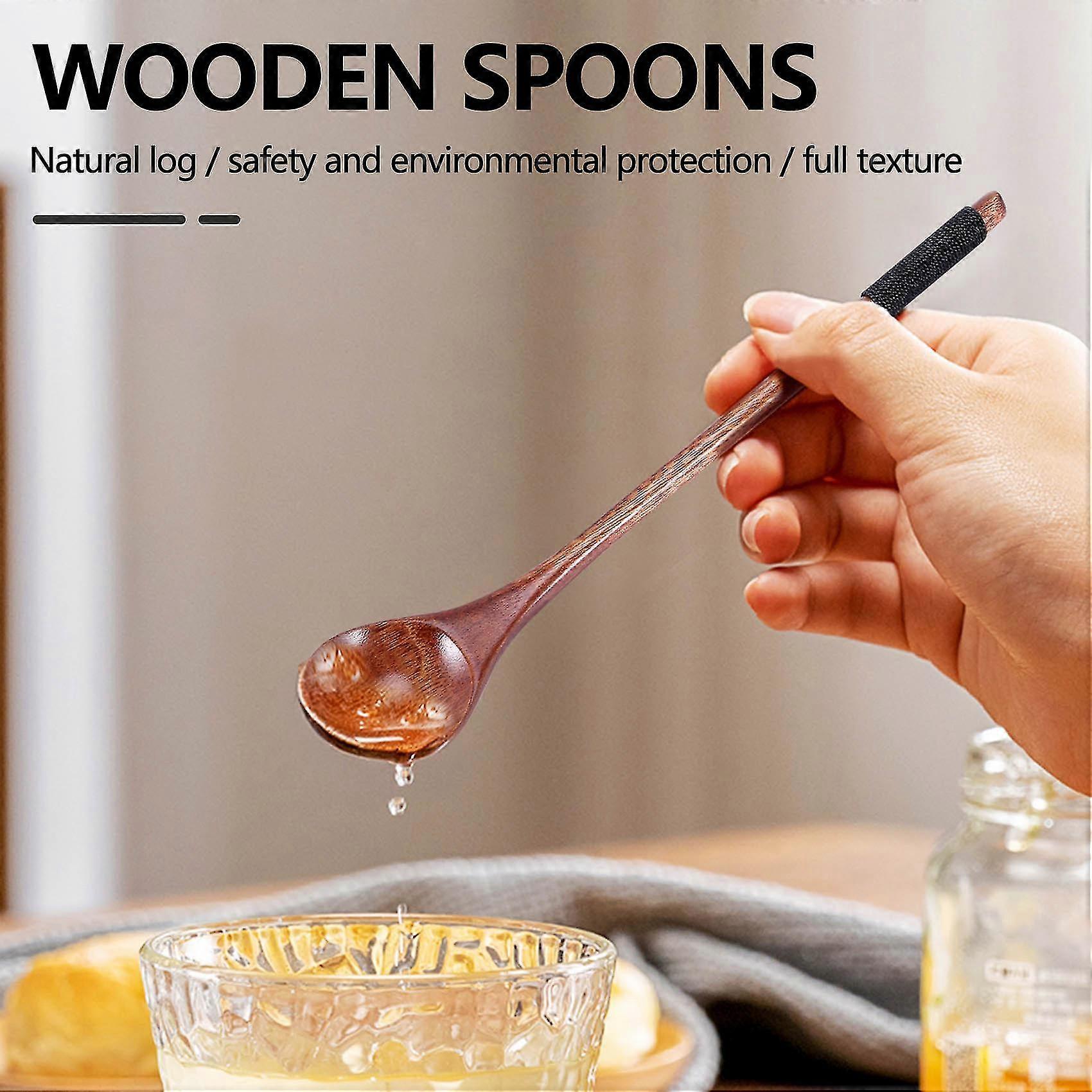 For 5 Pcs Wooden Spoons Cooking Spoons Honey Spoons Rice Spoons Mixing ...