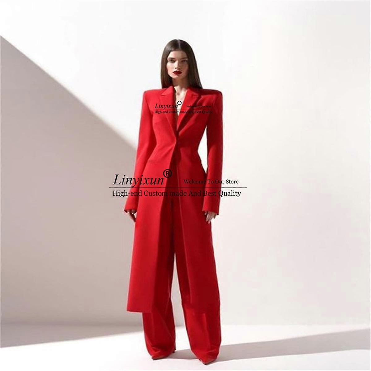 Dames Lang Pak 2-Delig Jas + Broek Slim Fit Korte Sets 1 Knoop High ...