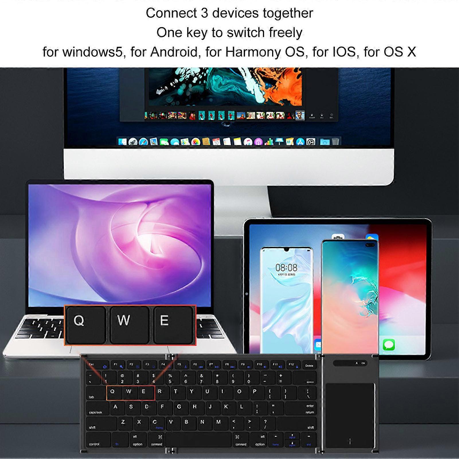 Portable Bluetooth Keyboard Foldable Multi Device Travel Keyboard with ...