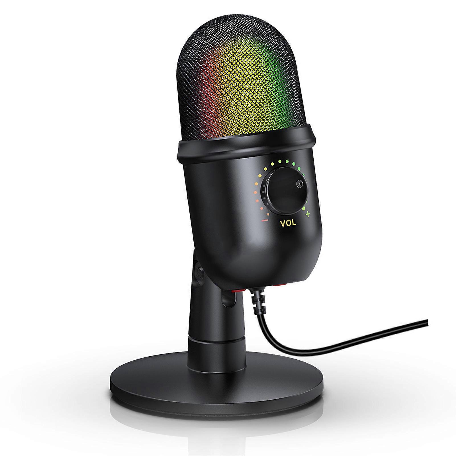 RGB Condenser Microphone Cardioid USB Mic with Colorful Lighting Effect ...