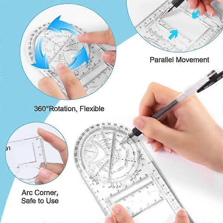 3 Pcs Multifunctional Geometric Ruler, Geometric Drawing Template ...