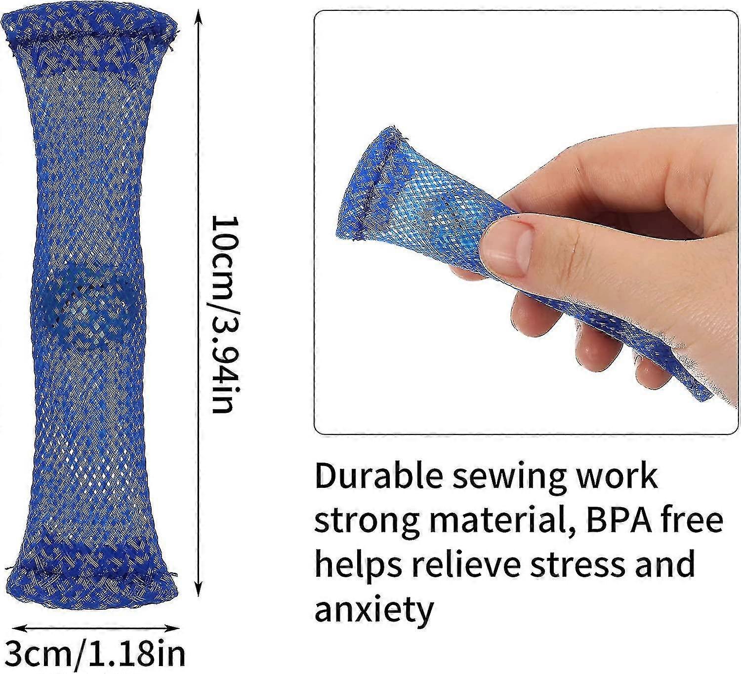 10 Pcs Fidget Toys Braided Mesh Tube With Marbles Stress Reliever ...