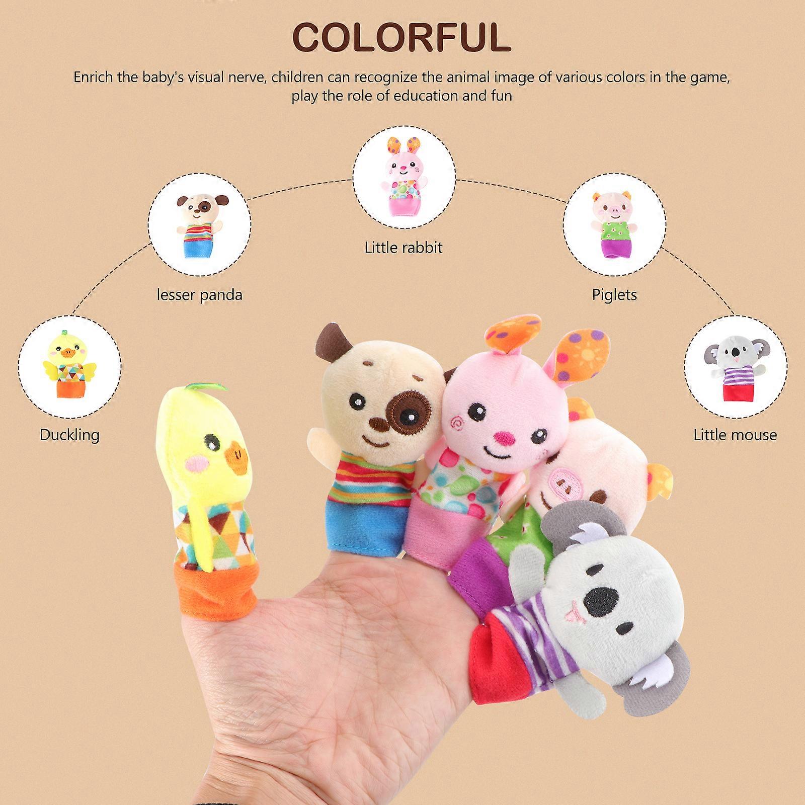 5pcs Adorable Finger Puppets Sets Creative Cartoon Animals Finger ...