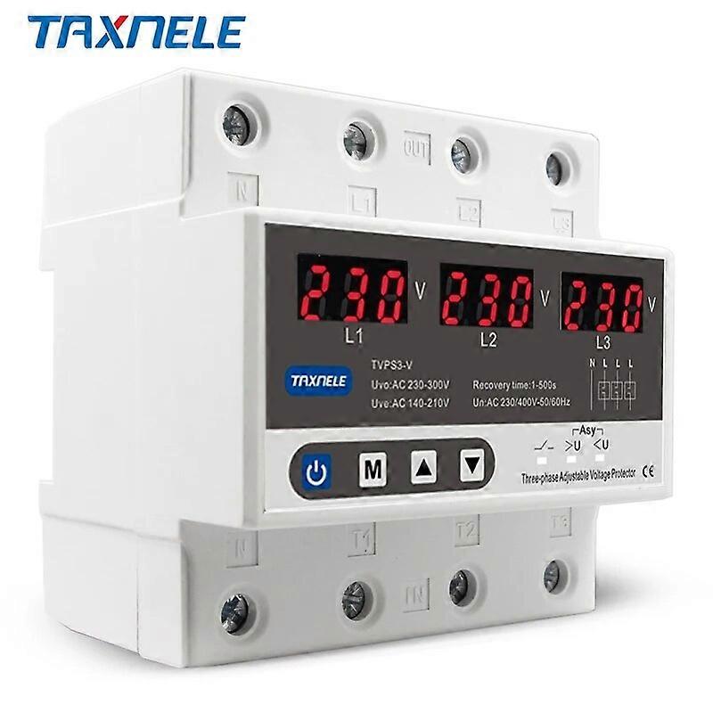 3 three phase Voltage Relay Protector 63A 60A 220V 380VAC 3P+N Over ...
