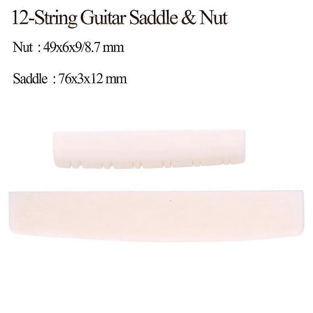 Professional 12 Strings Acoustic Guitar Bone Bridge Saddle Nut for Folk ...