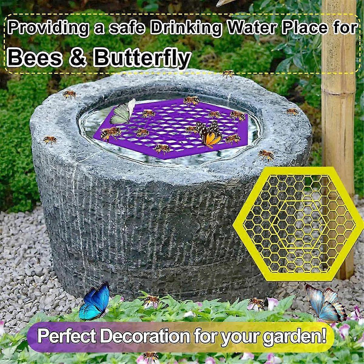2 Pack Floating Bee Island Use For Bee Cups For Garden, Colorful Bee ...