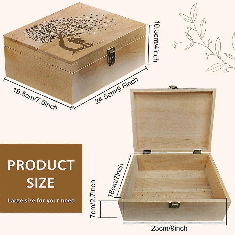 Rectangle Wooden Memory Keepsake Boxes with Lids for Anniversary ...