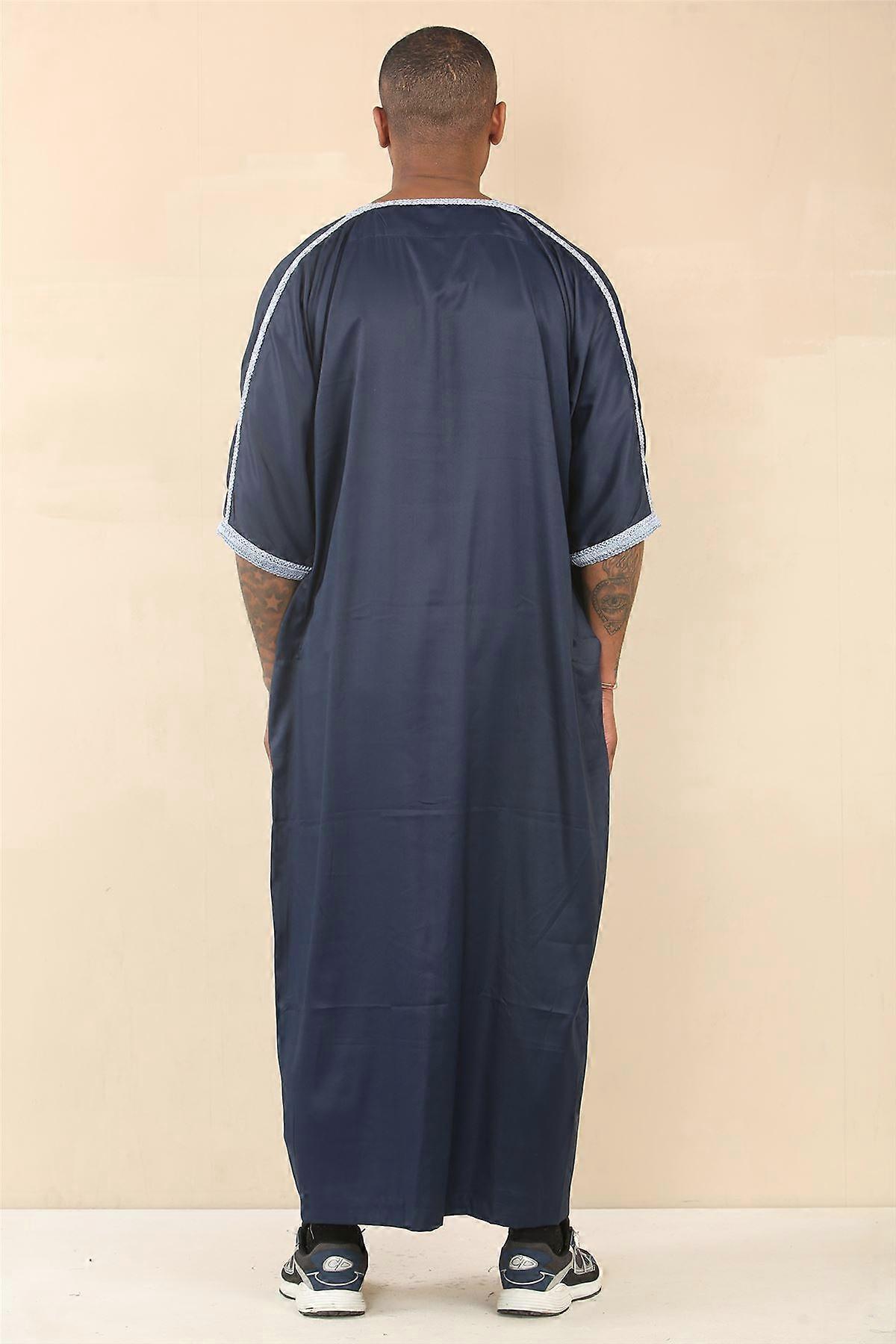 Men's Blue Moroccan Thobe Jubba Robe Eid Djellaba Gandoura | Fruugo UK
