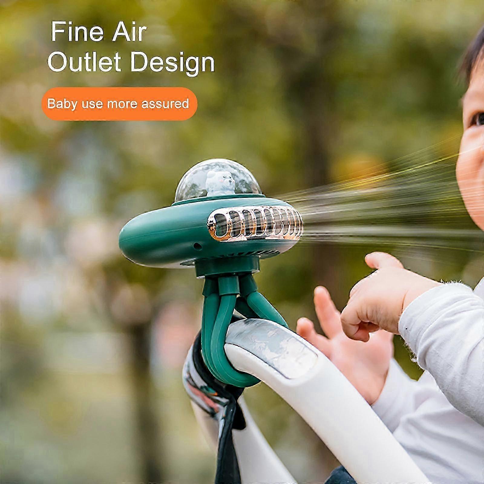 Space Capsule Stroller Fan USB Rechargeable Children's Folding Mini ...