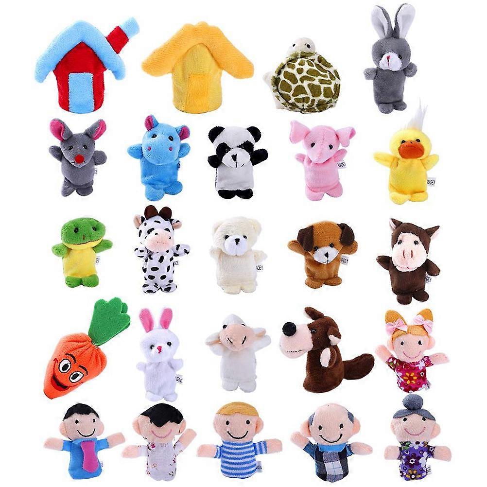 24pcs/set Animal Finger Puppets Kids Cartoon Plush Educational Hand ...