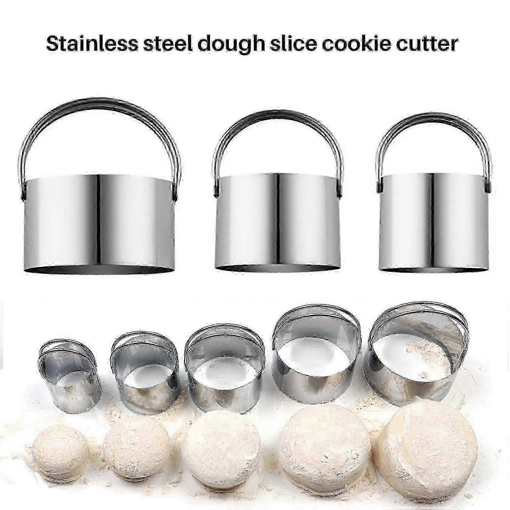 5 Pcs Biscuit Cutter With Handle - Stainless Steel Round Donut Cutter ...