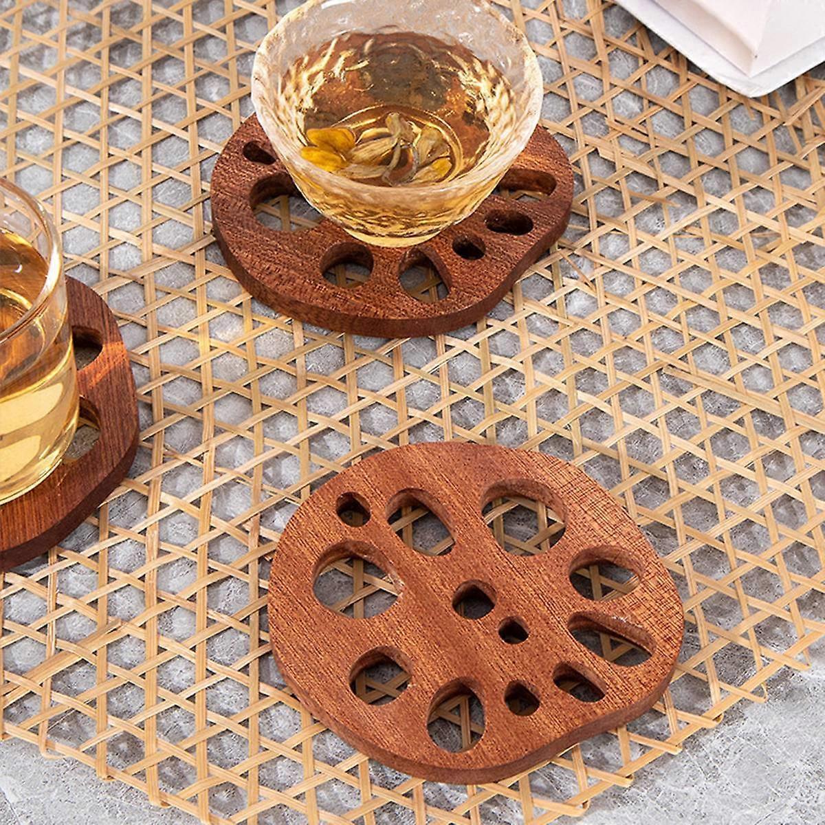 Lotus Root Slices Solid Wood Coaster Mark Insulation Pad Anti Scalding ...