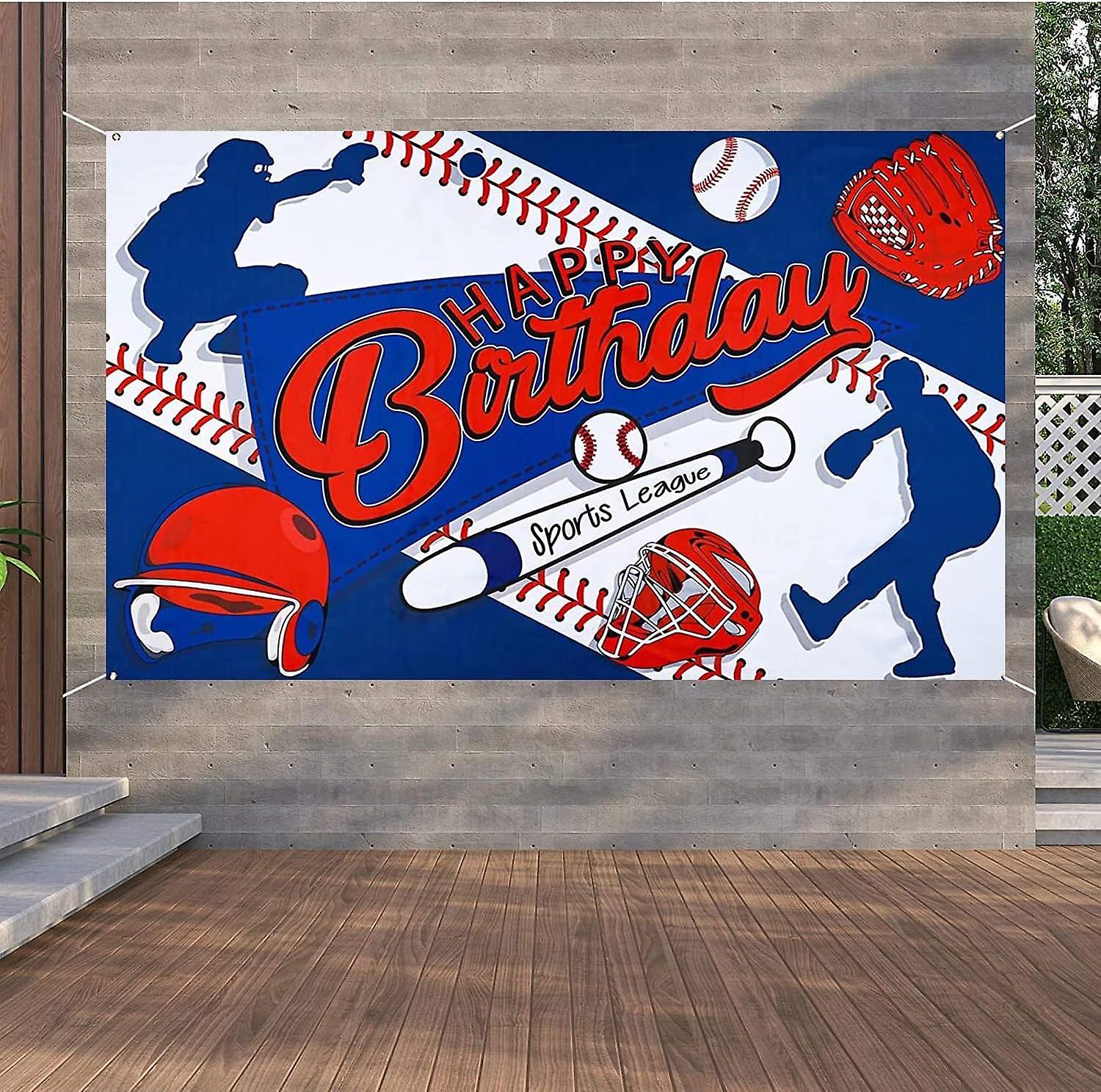 Boy Baseball Sports Happy Birthday Backdrop Banner Baseball Theme Happy ...