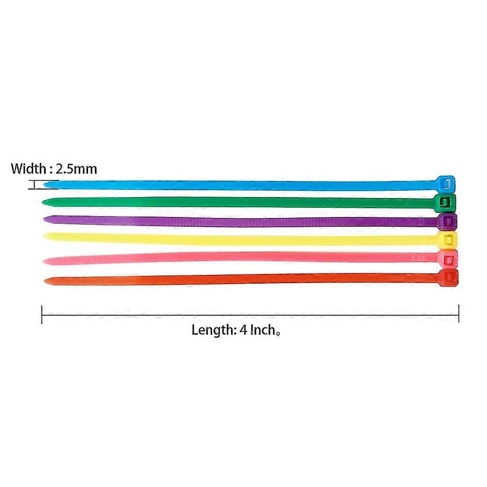 600 Pieces (100 Per Color) Small Colored Zipper Ties 4inch Multicolor ...