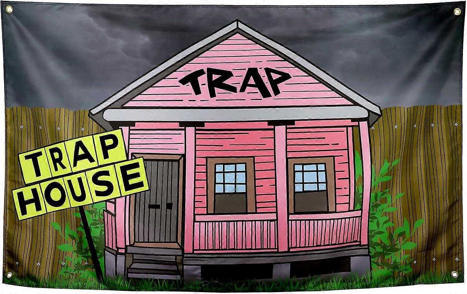 Trap House Flag Funny Cool Flags for Room Guys Wall Meme Flags Banner ...