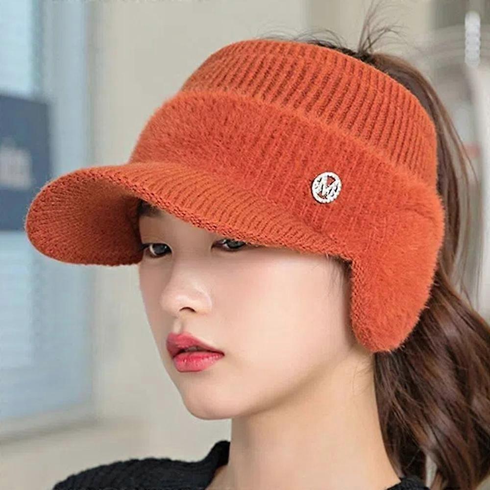 Knit Baseball Cap with Earmuff Soft Touch Fabric Windproof Plush Hat ...