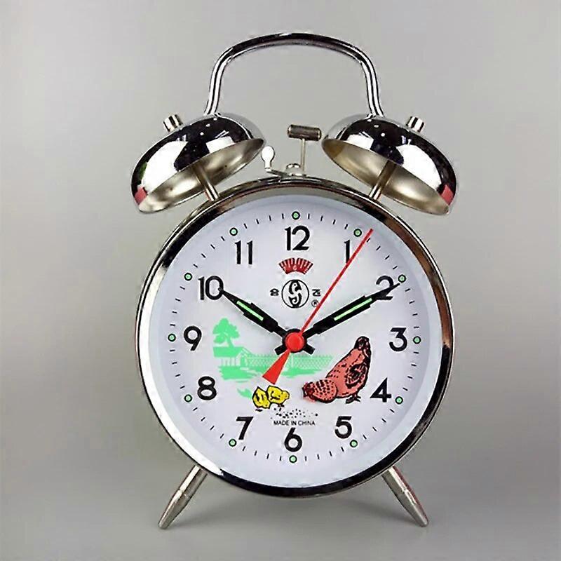 Mechanical Clockwork Alarm Clock Vintage Chicken Eating Rice Metal ...