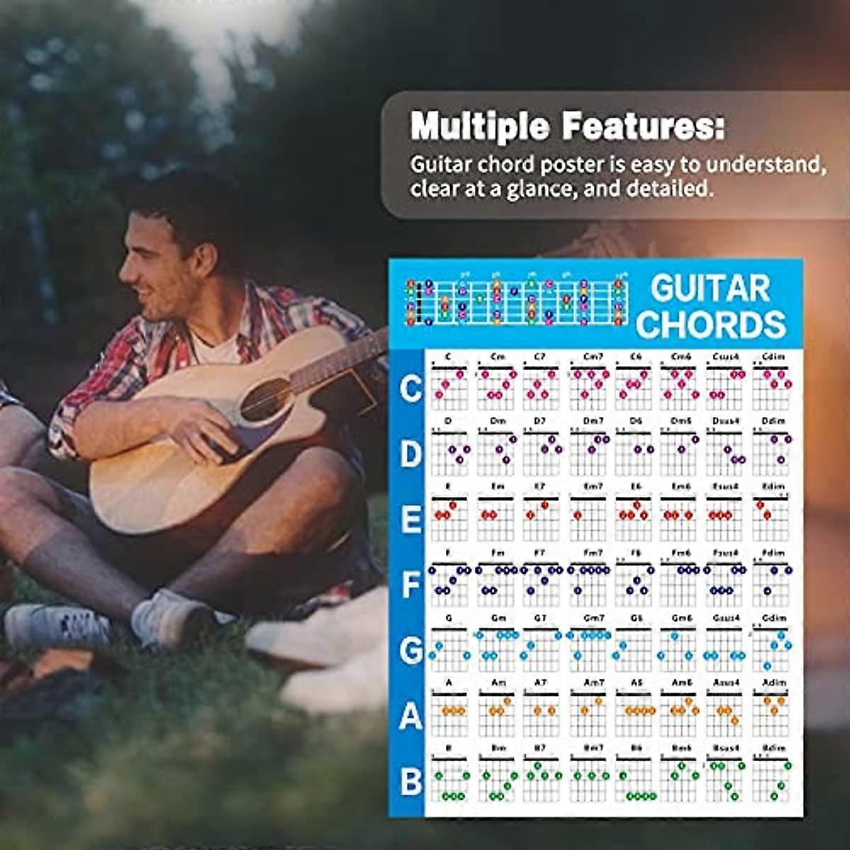 Guitar Chord Chart Poster For Beginners Chord Practice Chart For ...