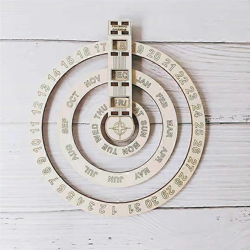 Rotatable Disks Perpetual Calendar Easily Adjustable Wood Smooth to ...