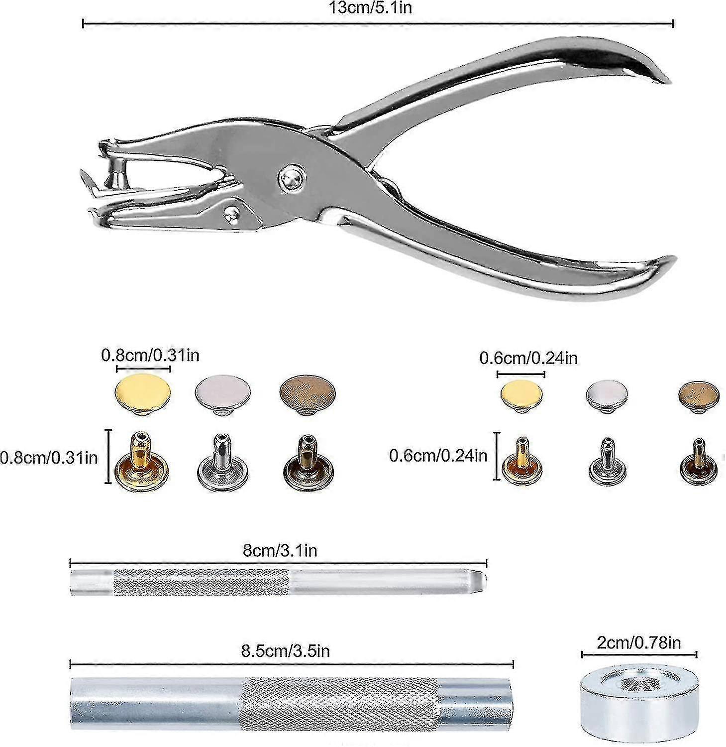 Leather Rivets 240 Set 2 Sizes Double Rivet Tubular Metal Studs With 3 ...