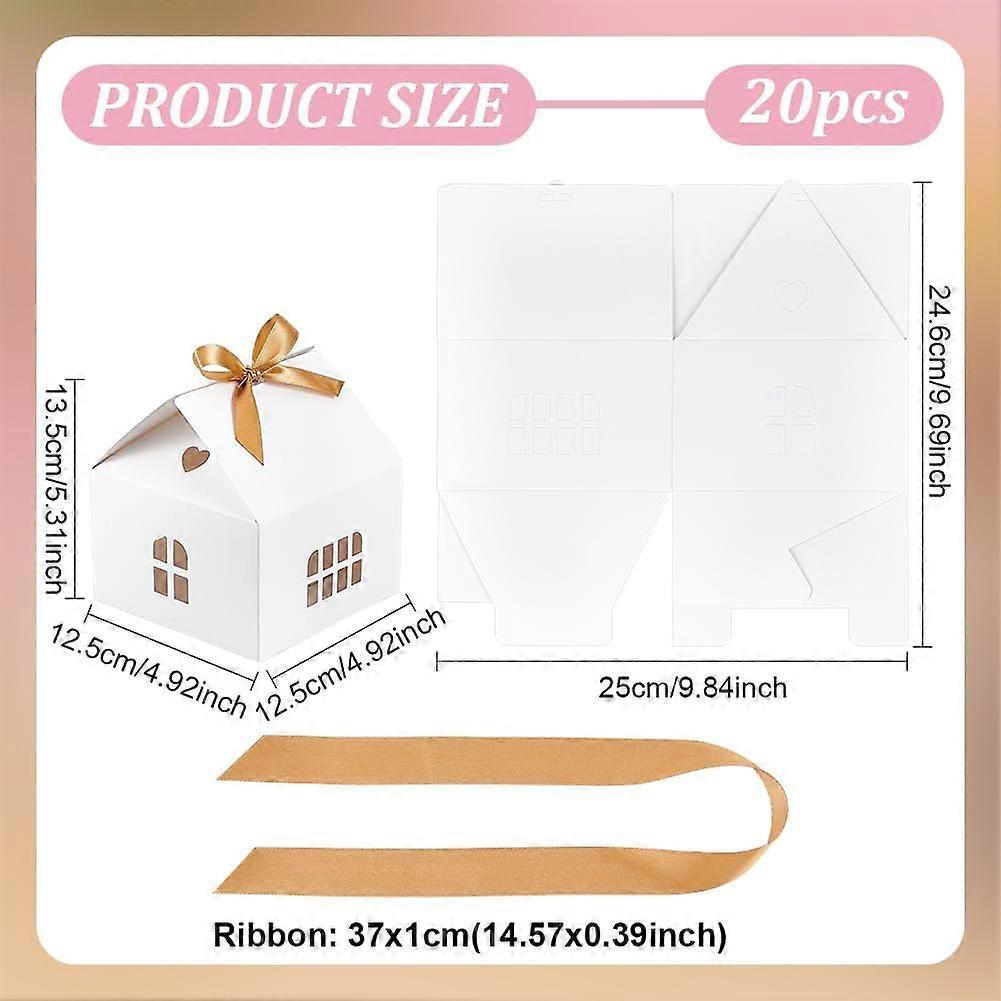 20 Packs Small House Shaped Gift Boxes with Ribbon 4.9x4.9x5.3 inch ...