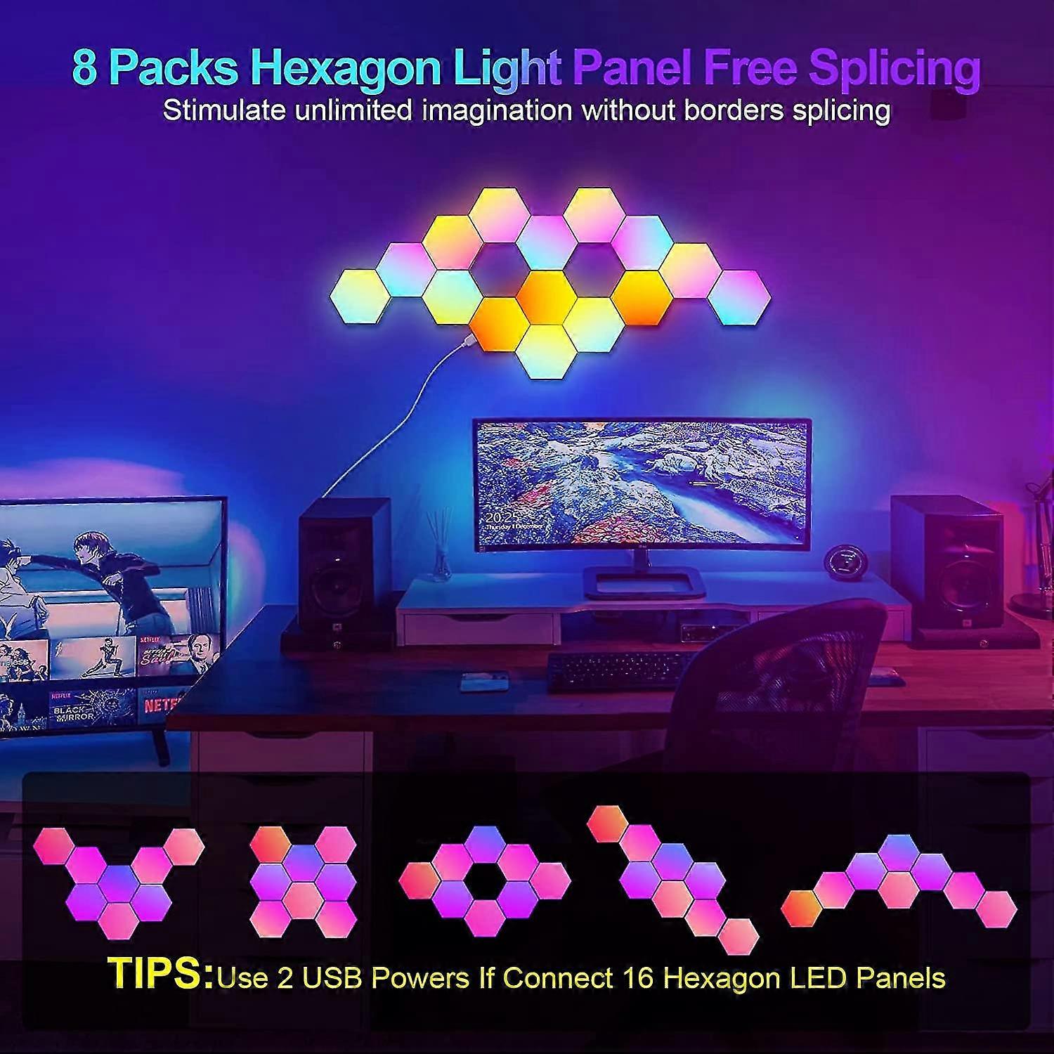 8 Pack Hexagon Light Panels - Smart Rgb Hexagon Led Lights Wall Lights ...