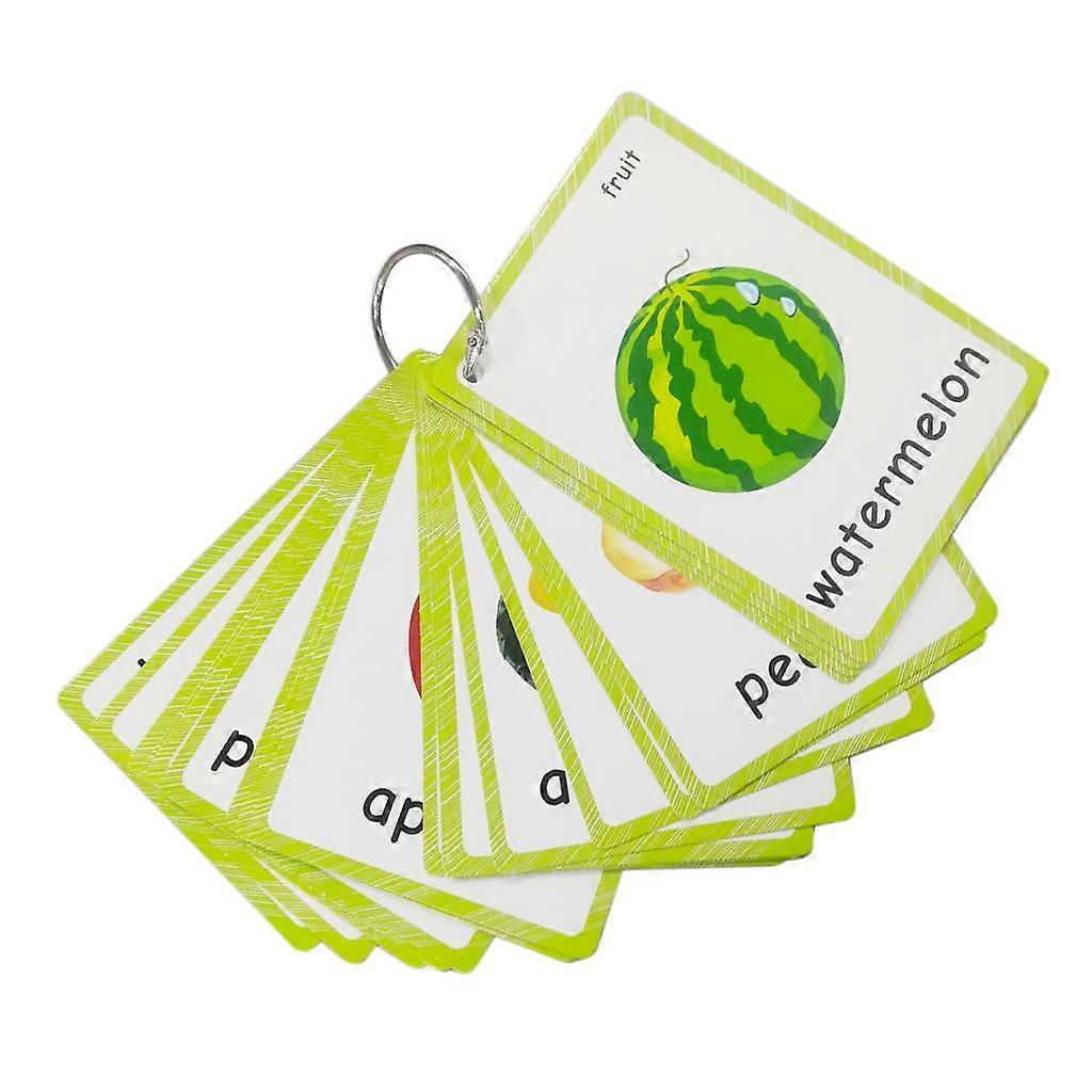 21Pcs Pack Fruits Flash Cards Set Kids Educational Picture Letters ...