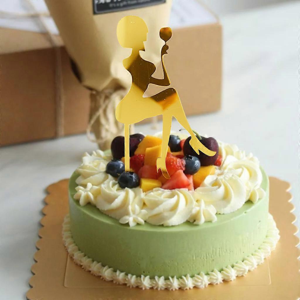 Goddess Acrylic Cake Topper High-heeled Lady Wine Glass Happy Birthday ...