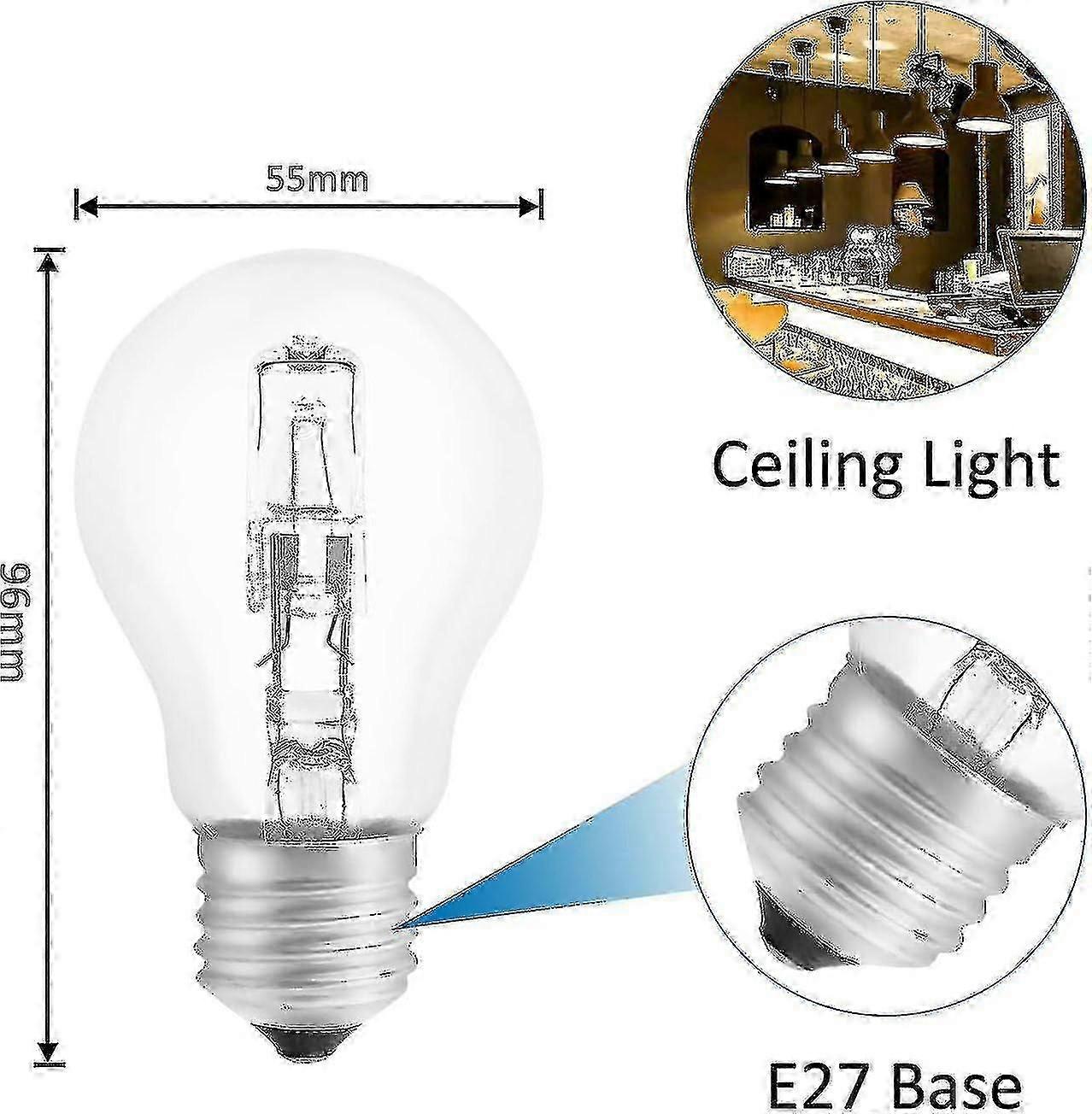 Dimmable E27 Halogen Bulb 42W A55 2700K Warm White, Pack of 5 | Fruugo UK