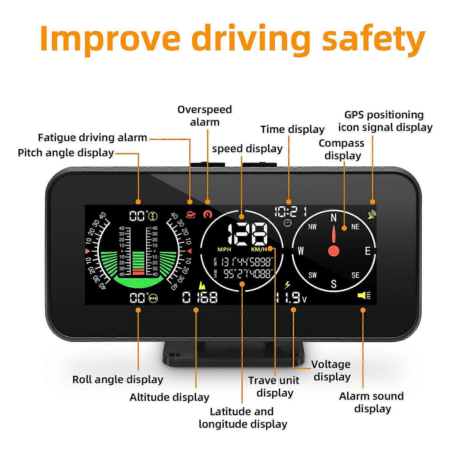 Smart Car HUD Head Up Display Inclinometer Slope Indicator Meter M60 ...