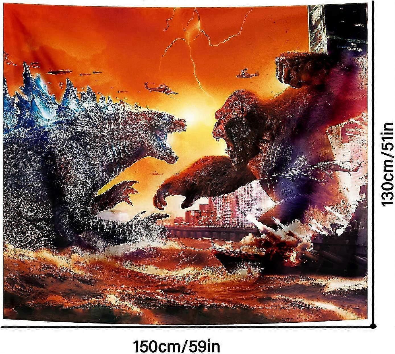 Godzilla Tapestry Wall Tapestry Wall Hanging Godzilla vs Kong of The ...