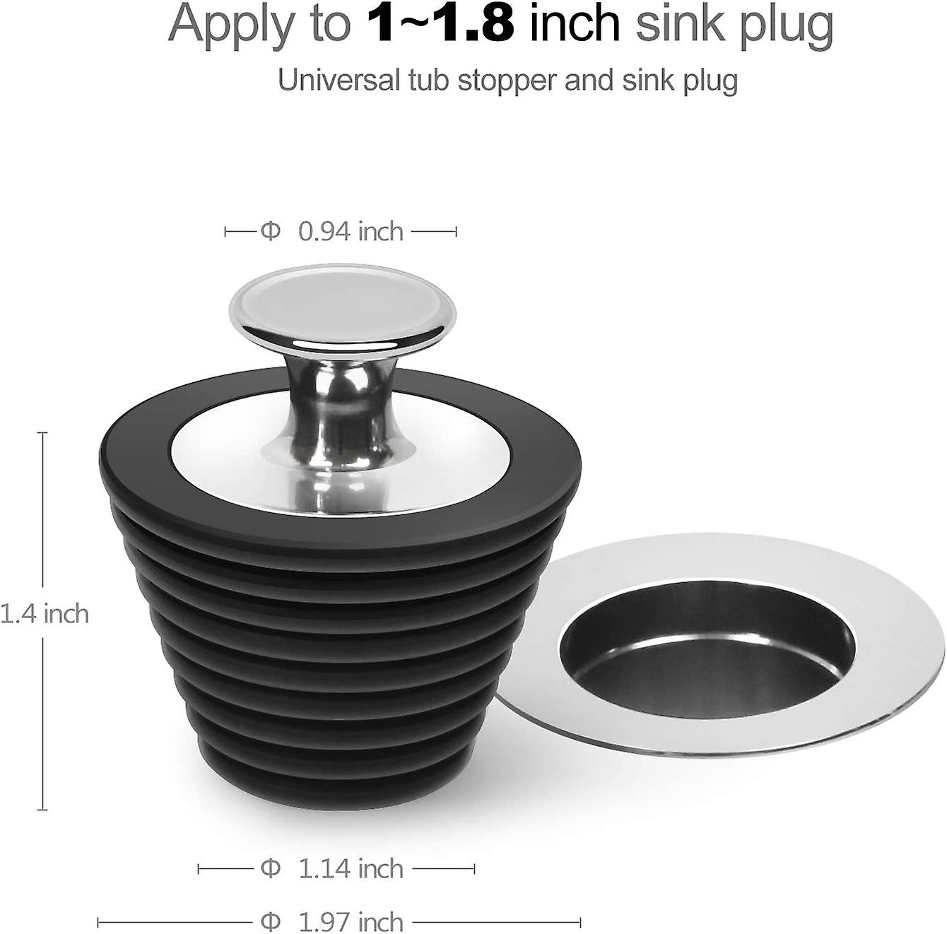 Set Of 2 Universal Plugs For Bathtub And Bathroom Sink - Black And Gray ...