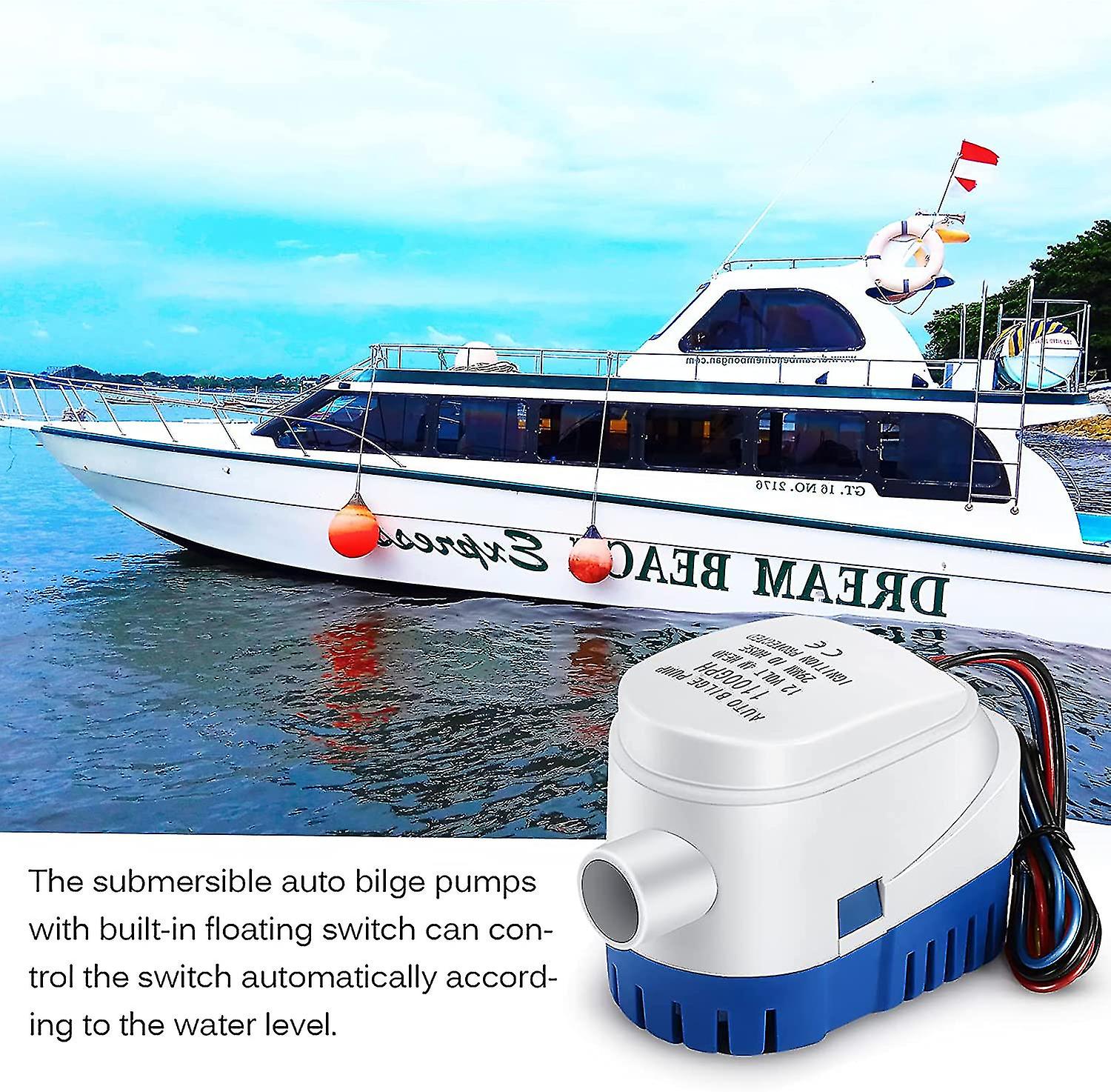 Bilge Pumps, 12v 1100gph Automatic Bilge Pump Marine Bilge Auto Silent ...